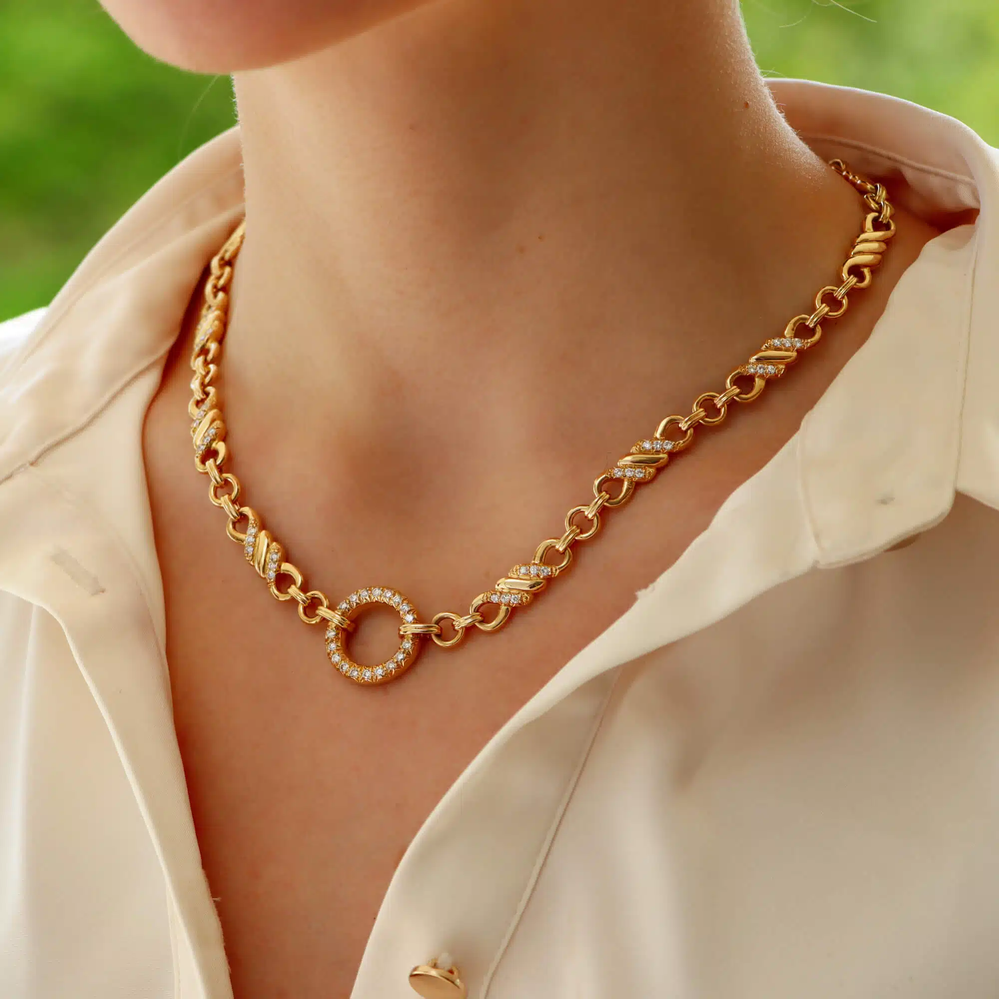 Vintage Hermès Diamond Infinity Circle Necklace at Susannah Vintage Hermès Diamond Infinity Circle Necklace at Susannah